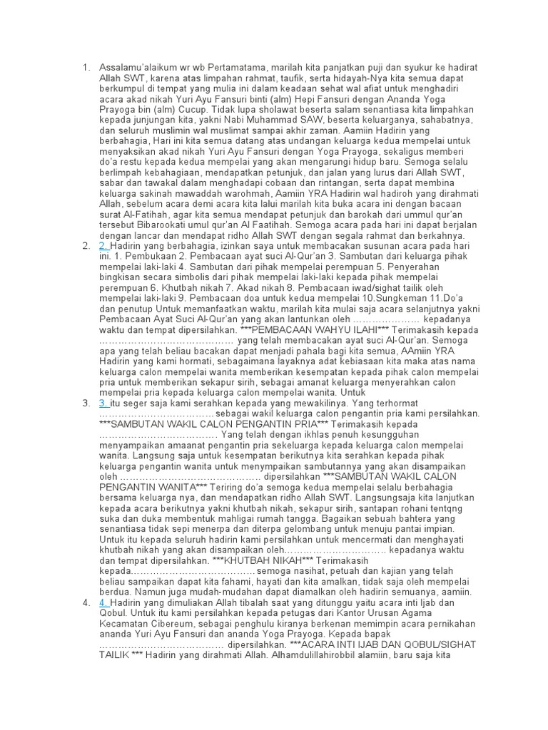 Script MC Nikah | PDF