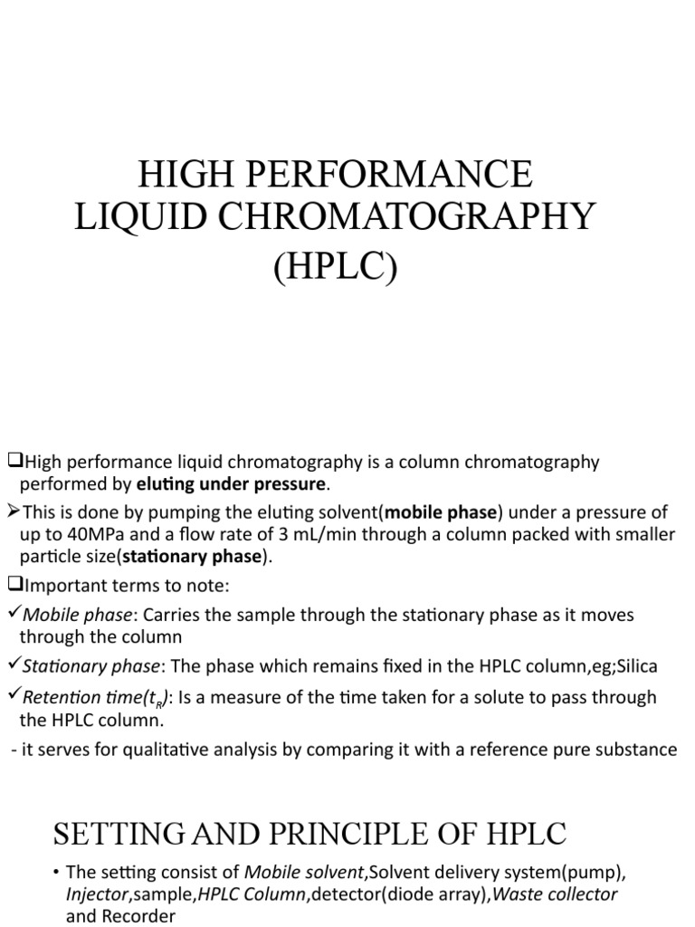 HPLC Presentation | PDF | High Performance Liquid Chromatography ...
