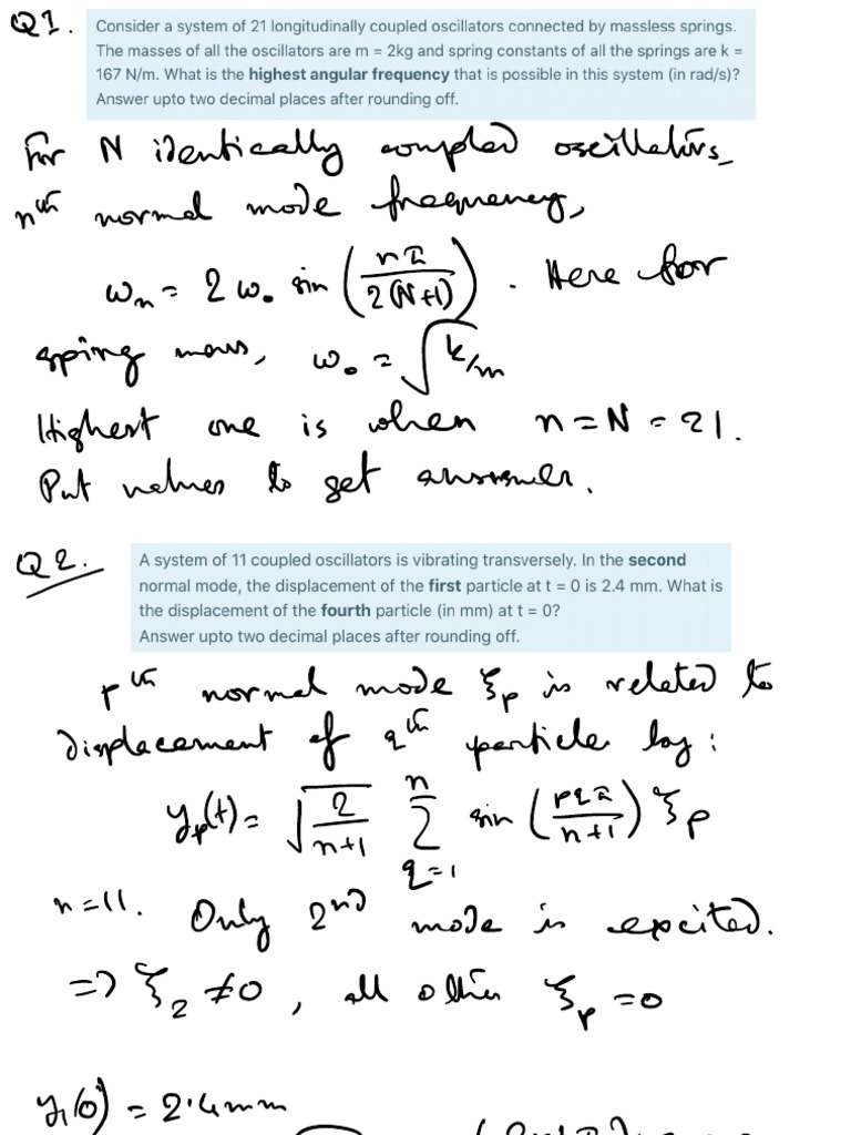 Mechanics Waves and Oscillations Quiz | PDF | Normal Mode | Theoretical Physics