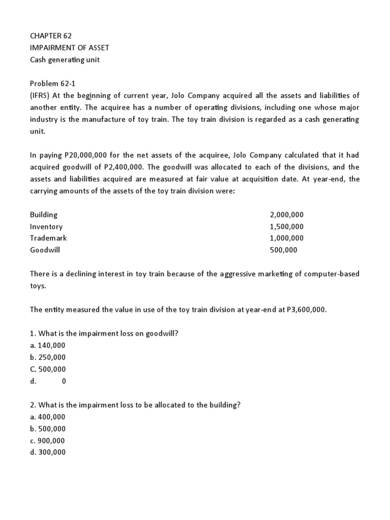 Financial Accounting Reviewer - Chapter 62 | PDF | Goodwill (Accounting ...