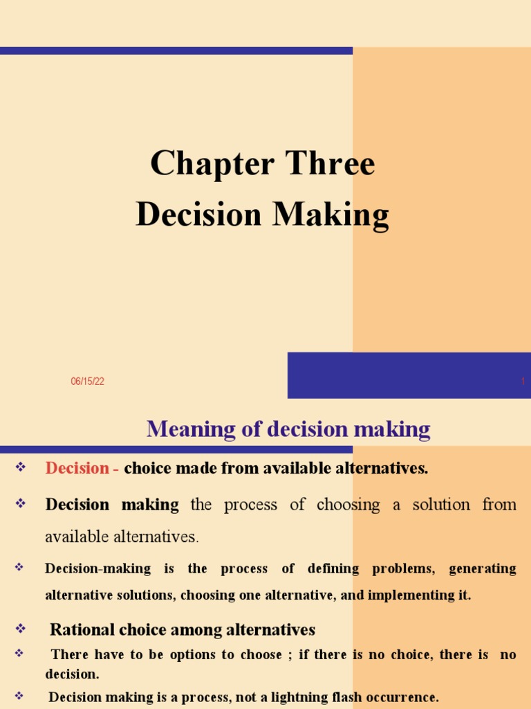 Chapter Three Decision Making | PDF | Decision Making | Risk