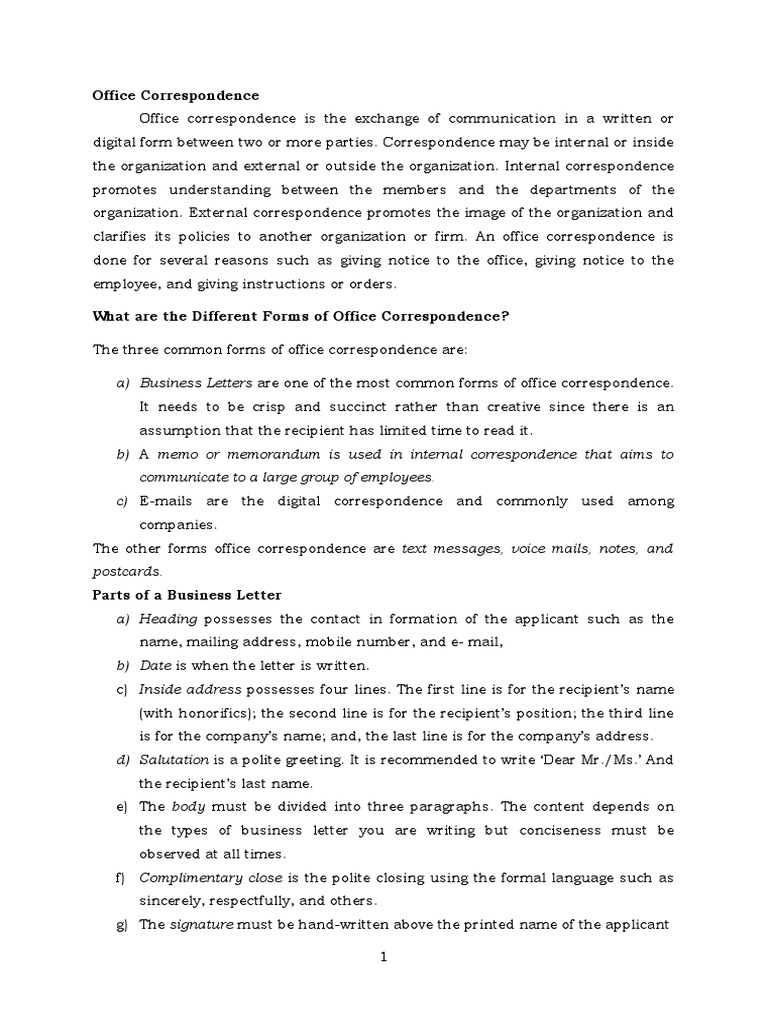 Office Correspondence Module For Students 2021 | PDF | Memorandum ...