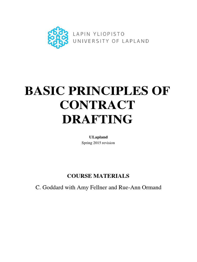 Basic Principles Of Contract Drafting Ulapland 2015 Pdf Common