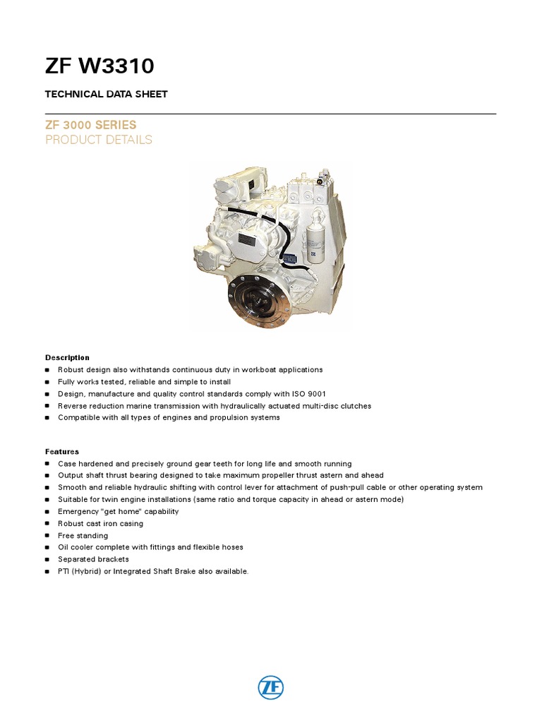 ZF 3000 Series: Product Details | PDF | Horsepower | Transmission ...
