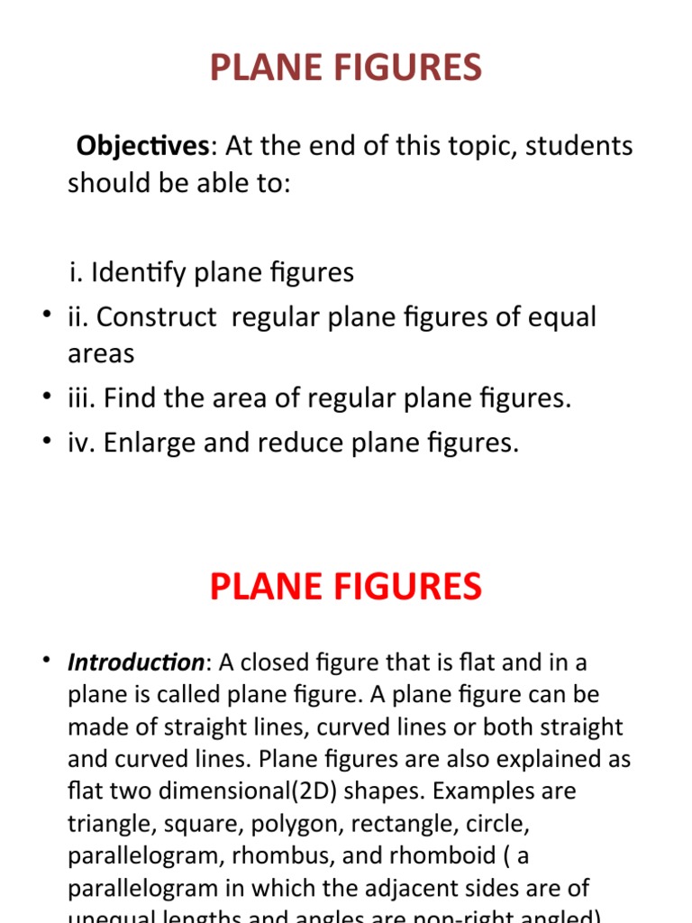 Plane Figures: Objectives: at The End of This Topic, Students | PDF ...