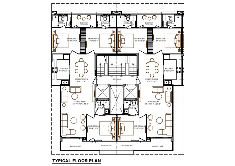 Type-B - Typical Floor Plan | PDF | Buildings And Structures