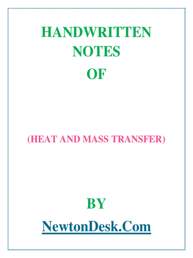 Heat and Mass Transfer Study Notes | PDF | Thermodynamics | Branches Of ...
