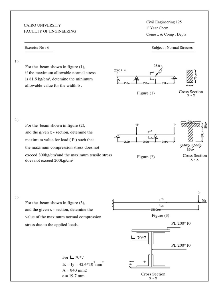 Cairo University Faculty of Engineering Civil Engineering 125 1 Year ...