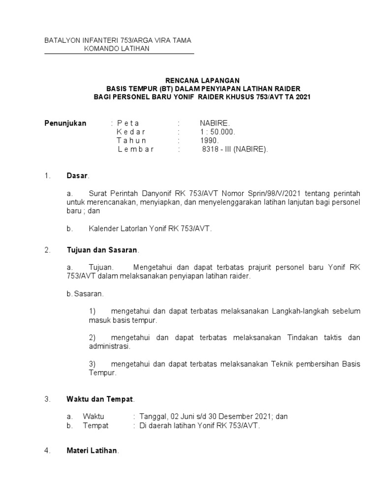 Rencana Latihan Batalyon 753/AVT | PDF