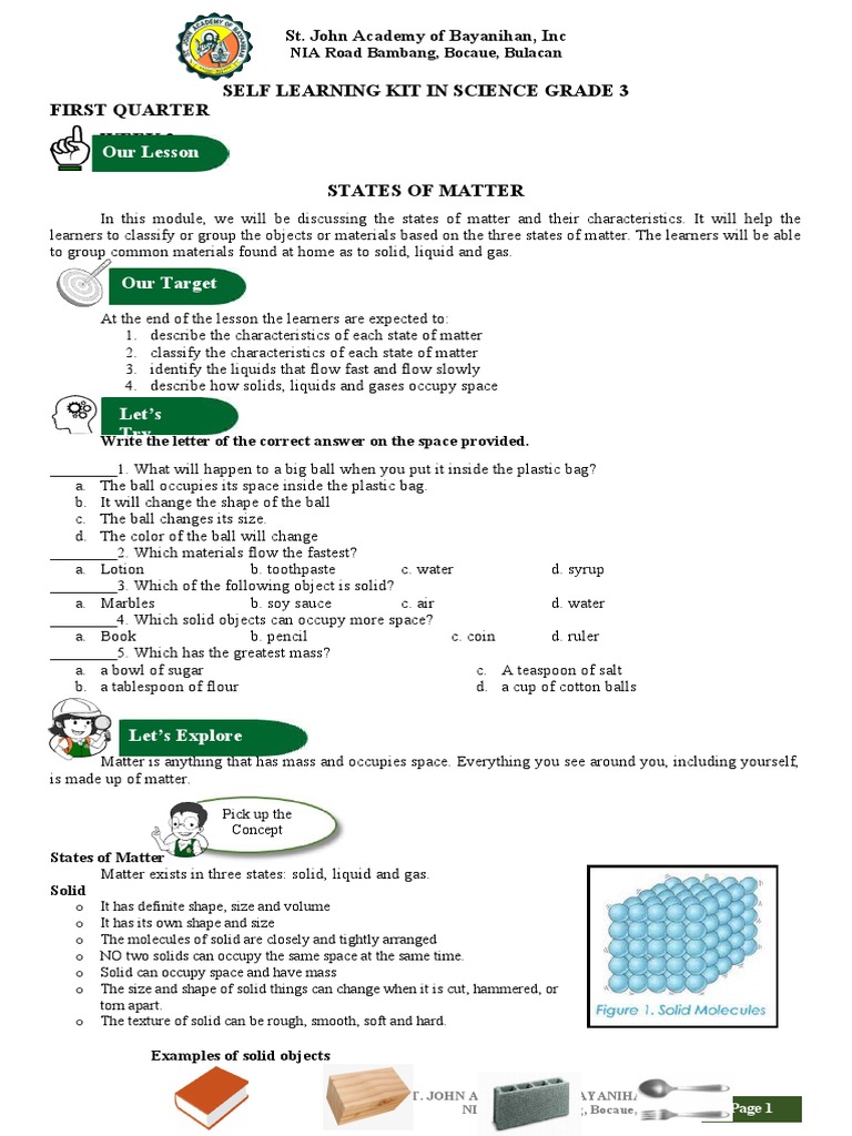 Our Lesson: Self Learning Kit in Science Grade 3 First Quarter Week 3 ...