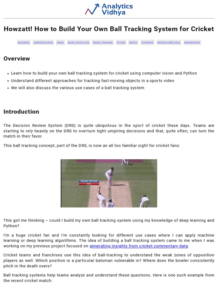 Ball Tracking Cricket Computer Vision | PDF | Computing