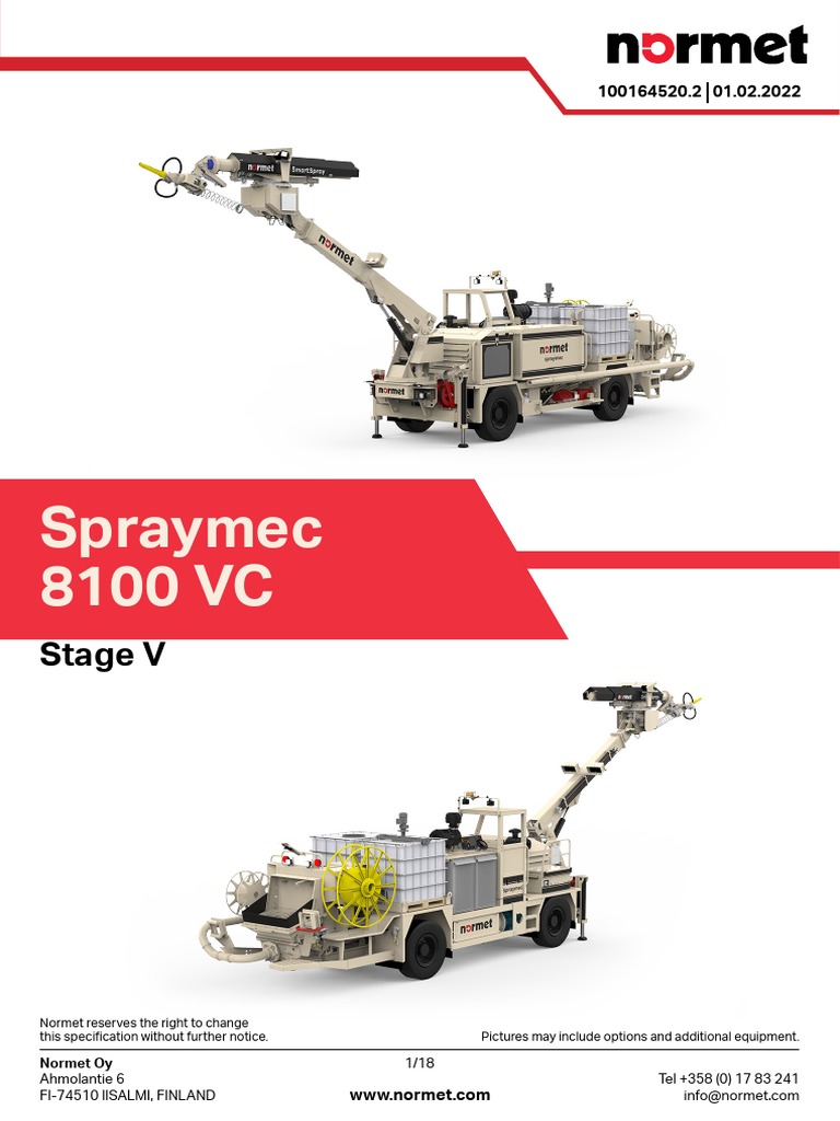 Spraymec 8100 VC Stage V 100164520.2 DOC058706 - 2 | PDF | Pump | Truck