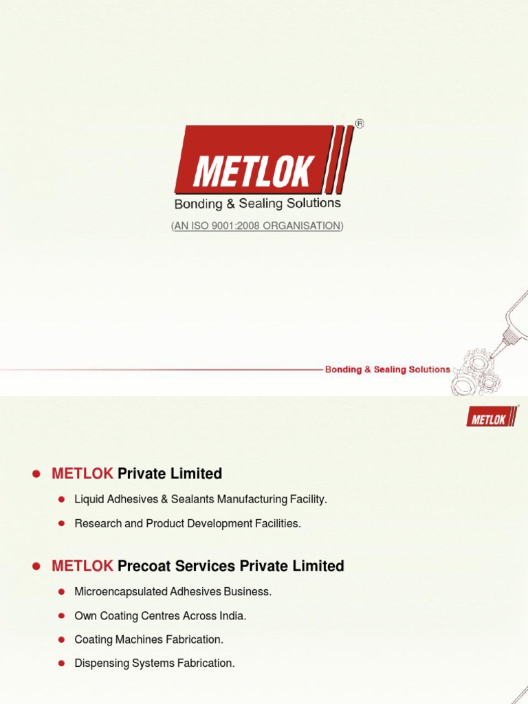 Metlok Introduction (Adhesive and Sealant) Company in India | PDF ...