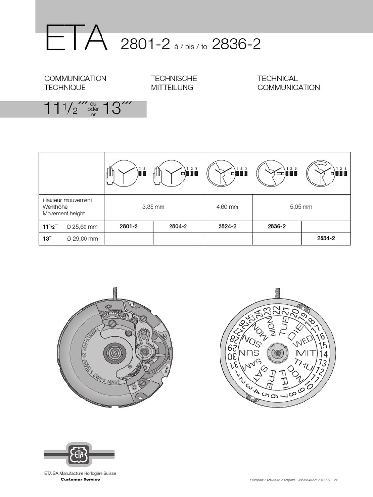 Eta 2801-2 To2836-2 | PDF
