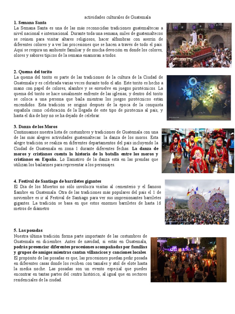 Tradiciones Culturales de Guatemala | PDF | Guatemala | Pirotécnica