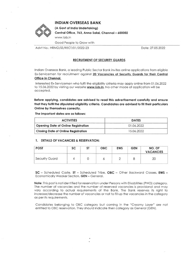 Security Guard Advertisement 2022 | PDF