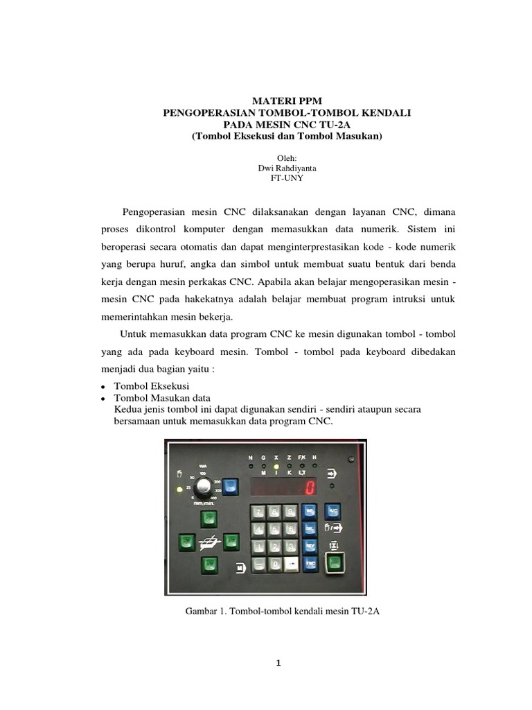 Pengoperasian Tombol Kendali Pada Mesin CNC Tu 2a Tombol Eksekusi Dan ...