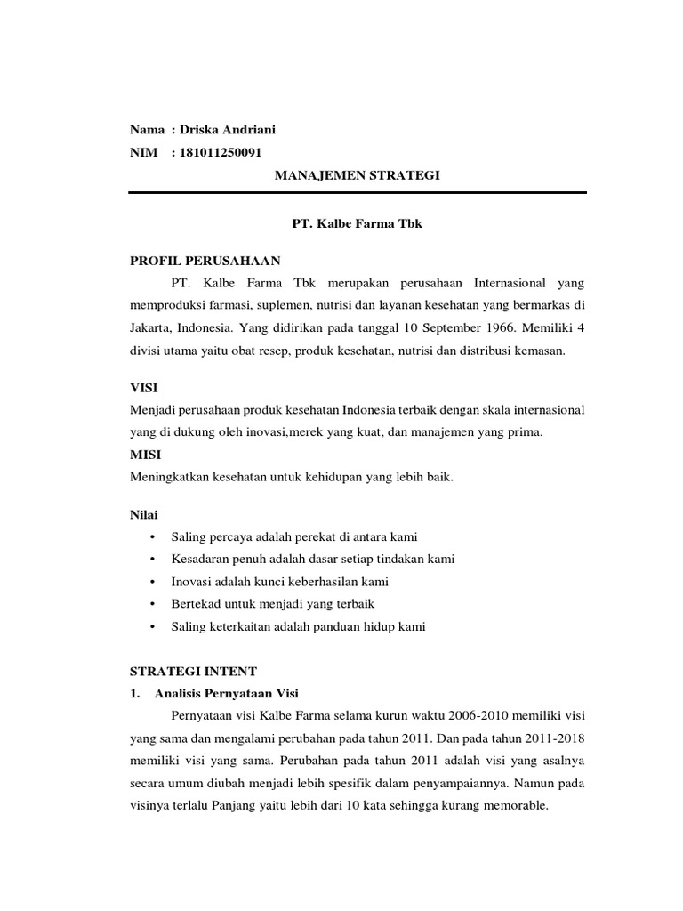 Analisis Strategi Driska | PDF | Karier & Perkembangan | Bisnis
