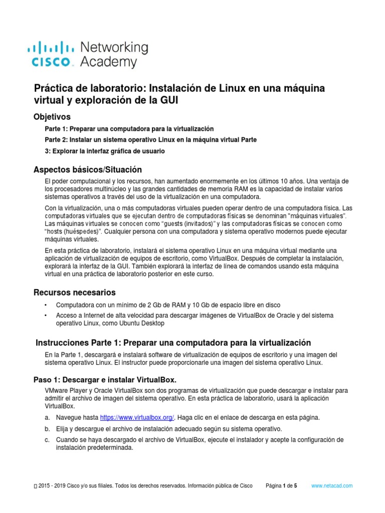 9.1.2.5 Lab - Install Linux in A Virtual Machine and Explore The GUI ...