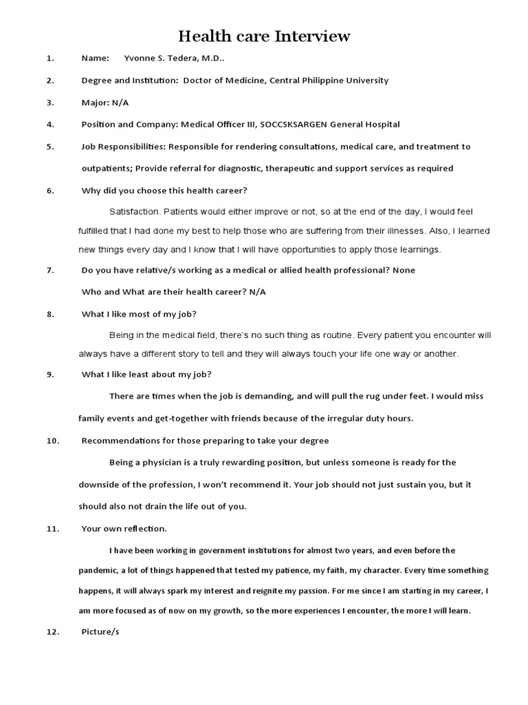Health Care Interview | PDF