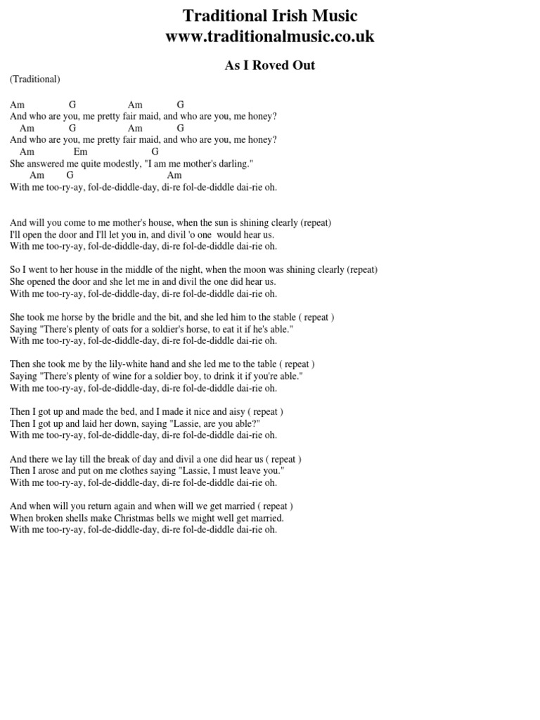 As I Roved Out-Chords | PDF | Poetry