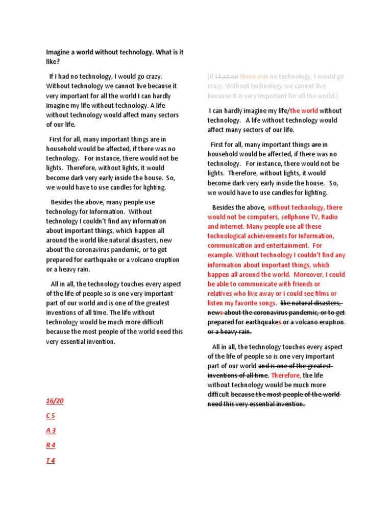 Imagine A World Without Technology What Is It Like - Composition 06 07 ...