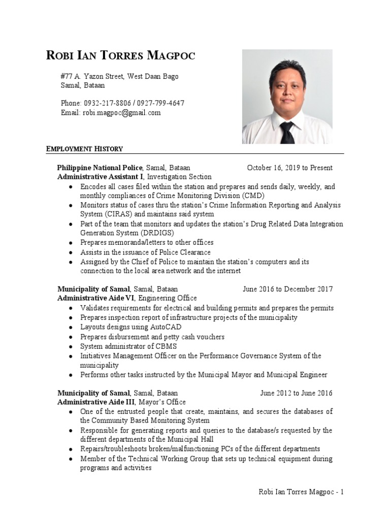 CV - Robi Ian T. Magpoc - BGHMC | PDF | Databases | Computing
