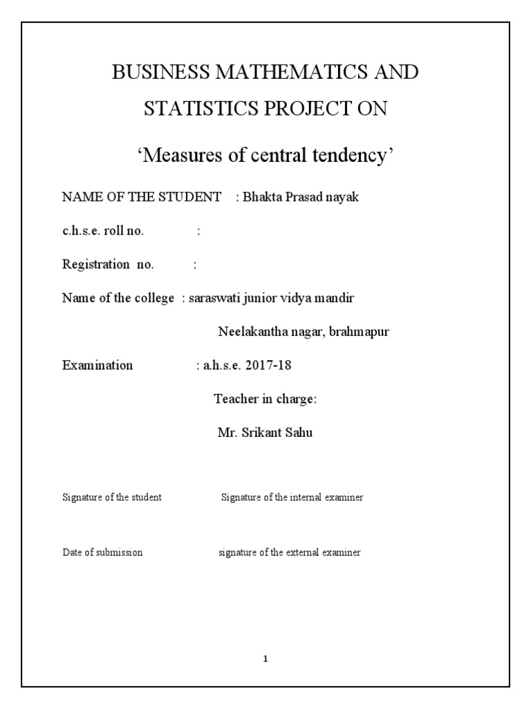 Measures of Central Tendency Project | PDF | Mean | Mode (Statistics)
