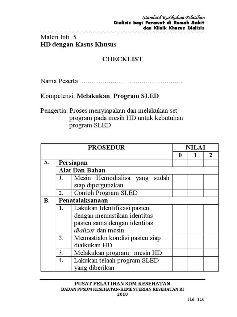HD Dengan Kasus Khusus Checklist: Dializer Dan Mesin | PDF