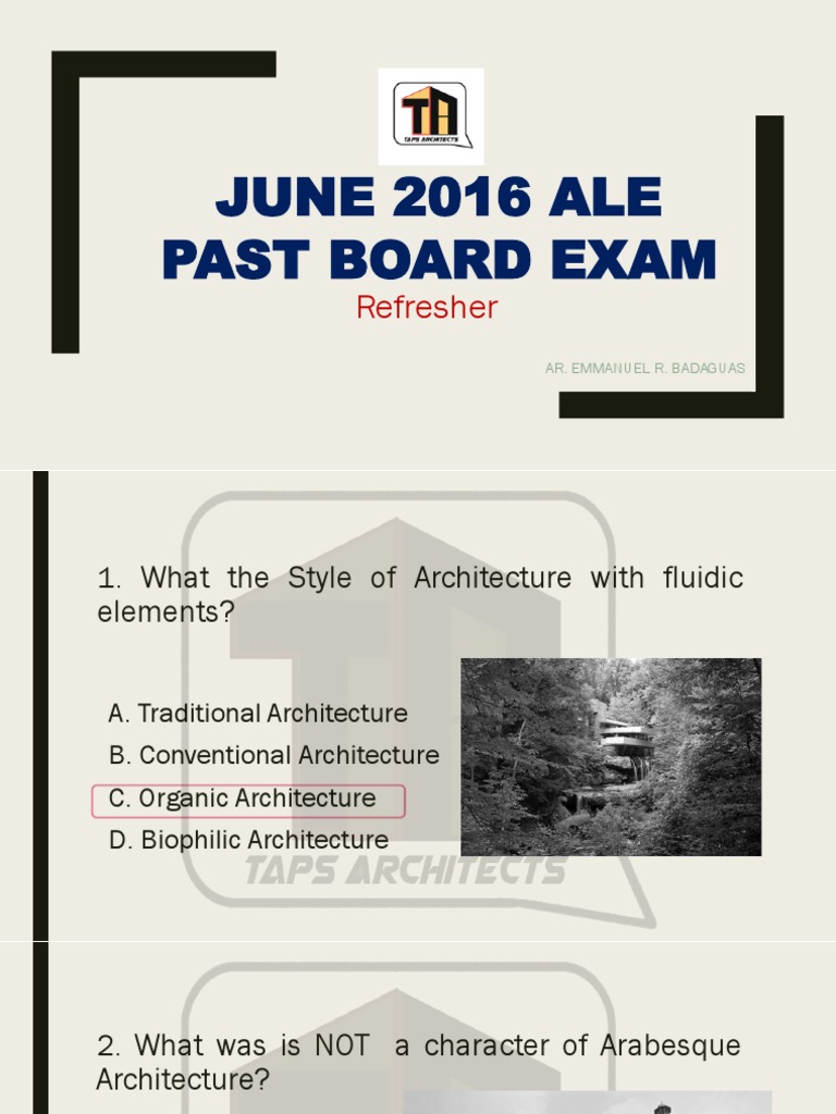 June 2016 Ale Past Board Exam: Refresher | PDF | Gothic Architecture ...
