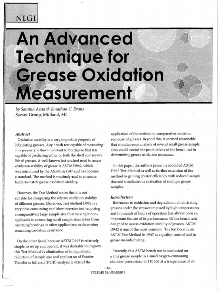 Advanced Technique For Grease Oxidation Measurement | PDF