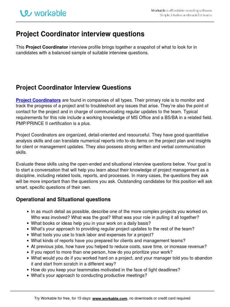 Project Coordinator Interview Questions | PDF | Interview | Credit Card