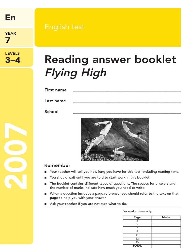 Reading Answer Booklet: Flying High | PDF