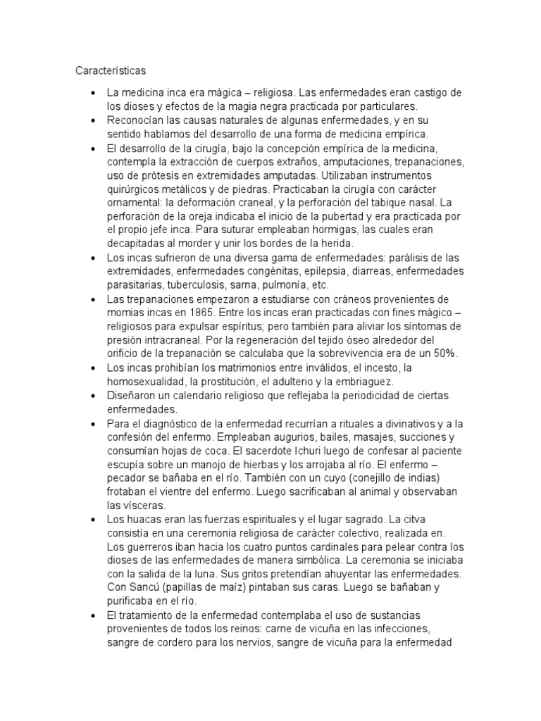 Medicina Inca | PDF | Imperio Inca | Cirugía