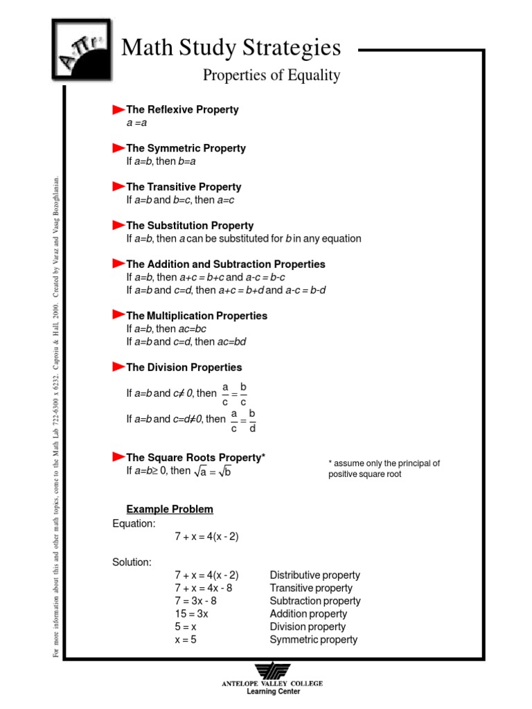 Properties of Equality | PDF | Elementary Mathematics | Applied Mathematics