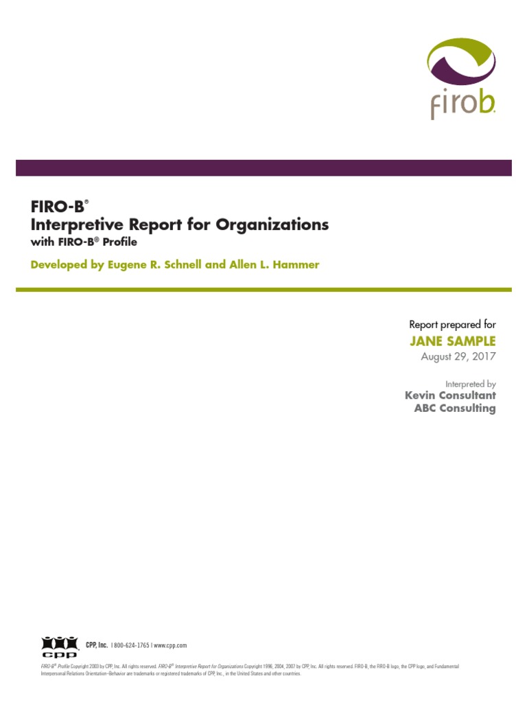 FIRO-B Report & Results | PDF | Applied Psychology | Psychological Concepts
