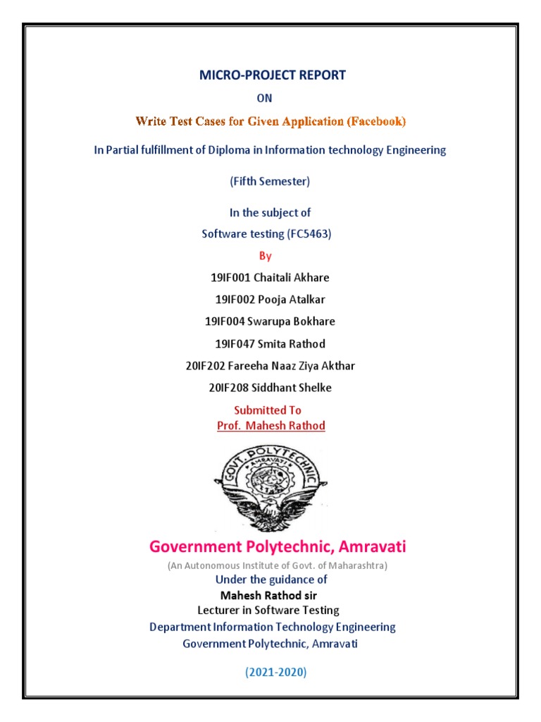Group No01 Software Testing Microproject Pdf Software Testing 5657