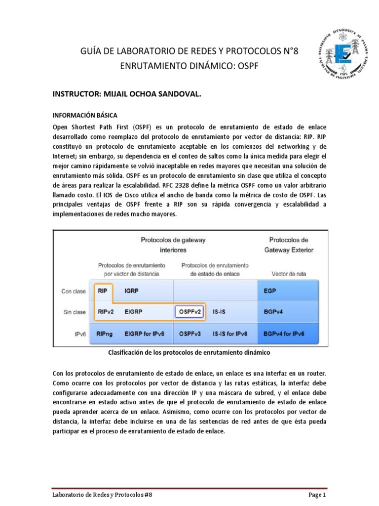 Laboratorio #8 - Enrutamiento Dinámico (OSPF) | PDF | Enrutador (Computación) | Dirección IP