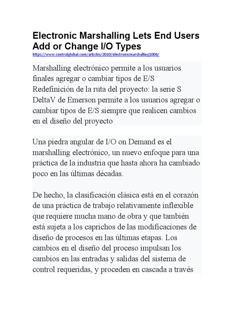 Electronic Marshalling Lets End Users Add or Change I | PDF ...