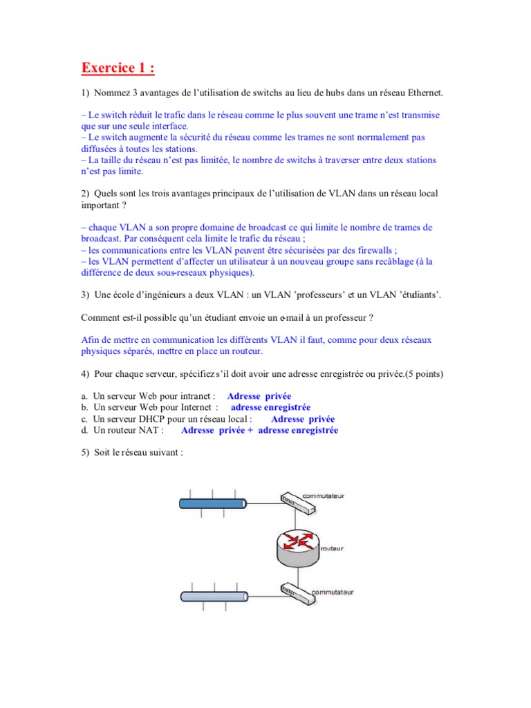 Exercice 1 | PDF | Commutateur réseau | Adresse IP