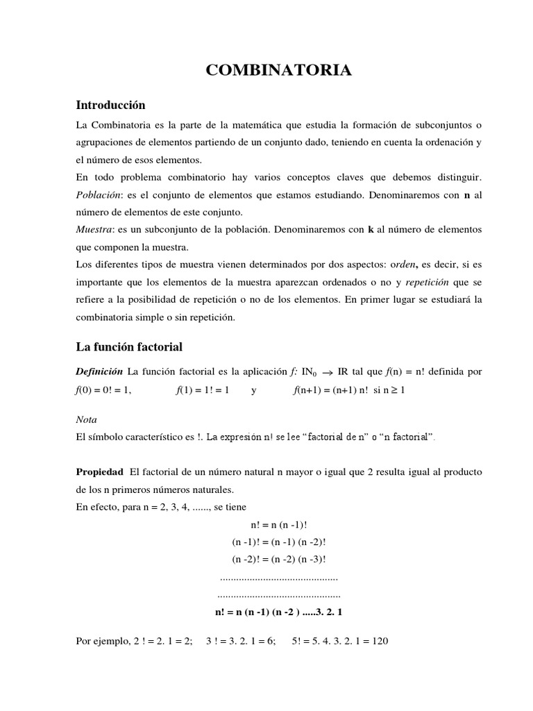 COMBINATORIA | PDF | Combinatoria | Funciones y mapeos