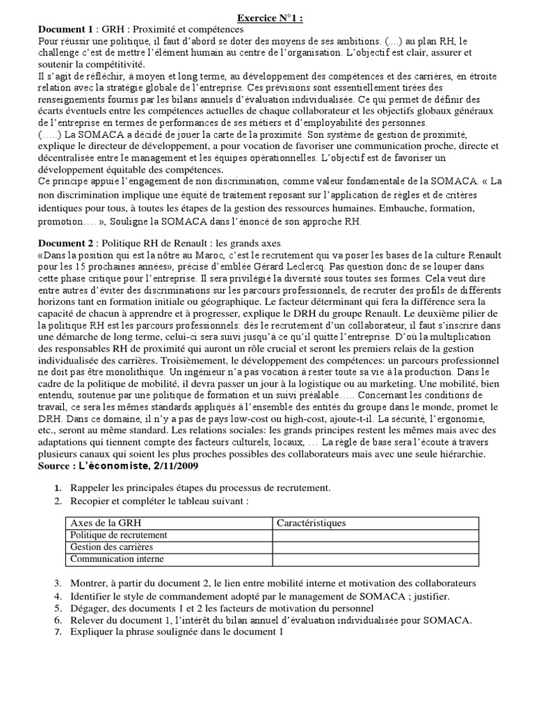Series Des Exercices en GRH | PDF | Gestion des ressources humaines | Recrutement