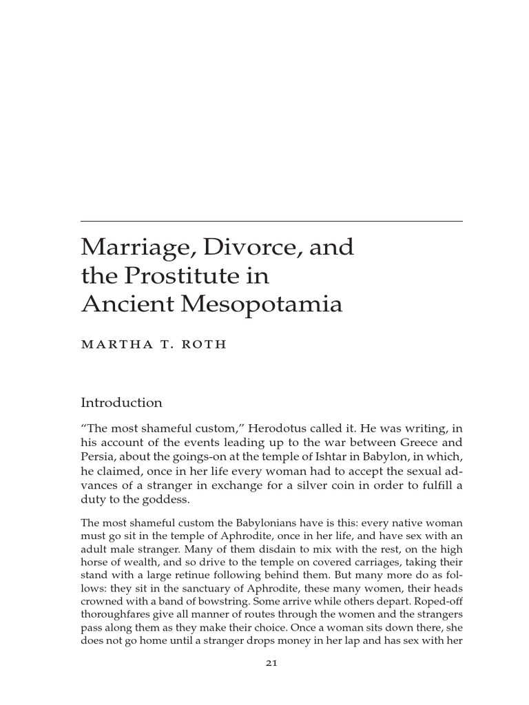 Marriage, Divorce, and The Prostitute in Ancient Mesopotamia | PDF ...