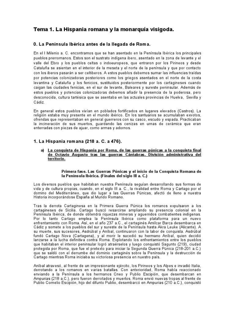 Tema 1 Hispania Romana y Visigodos | PDF | Guerras Púnicas | Hannibal