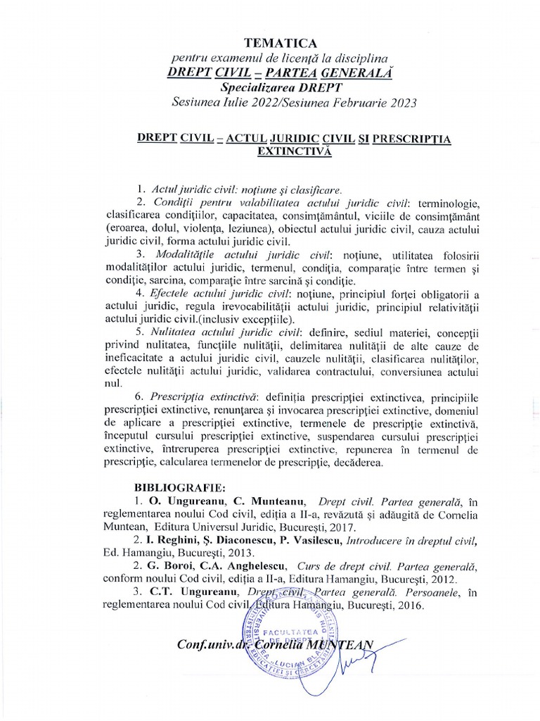 Tematica Licenta Drept 2022 2023 | PDF