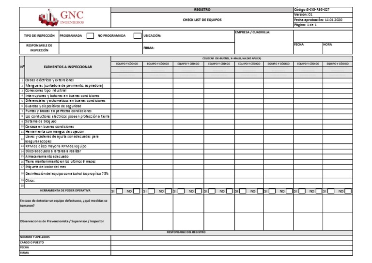 G-SIG-REG-027 Check List de Equipos | PDF | Informática | Bienes ...