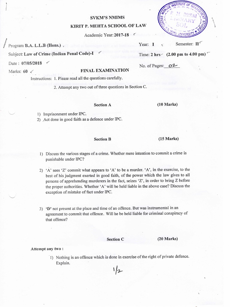 Law of Crime (Indian Pinal Code) - I594 - Xid-3956263 - 1 | PDF ...