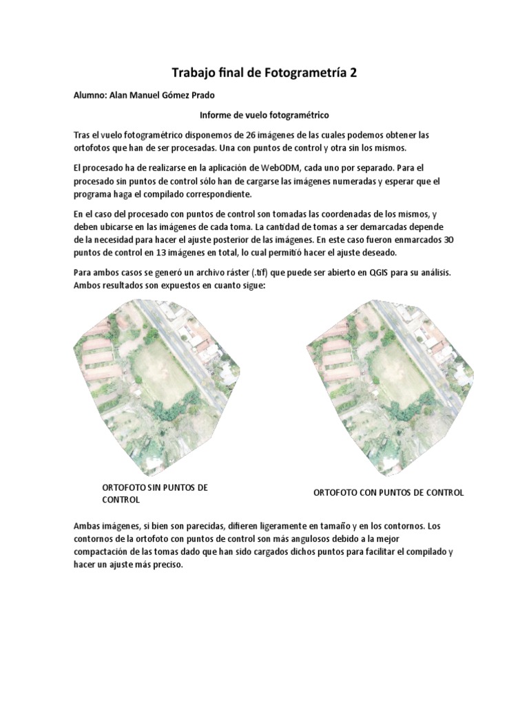 Trabajo Final de Fotogrametría | PDF