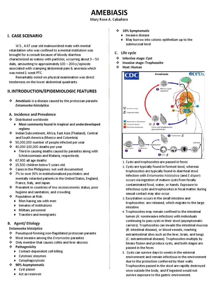 Amebiasis: I. Case Scenario | PDF | Gastroenterology | Microbiology