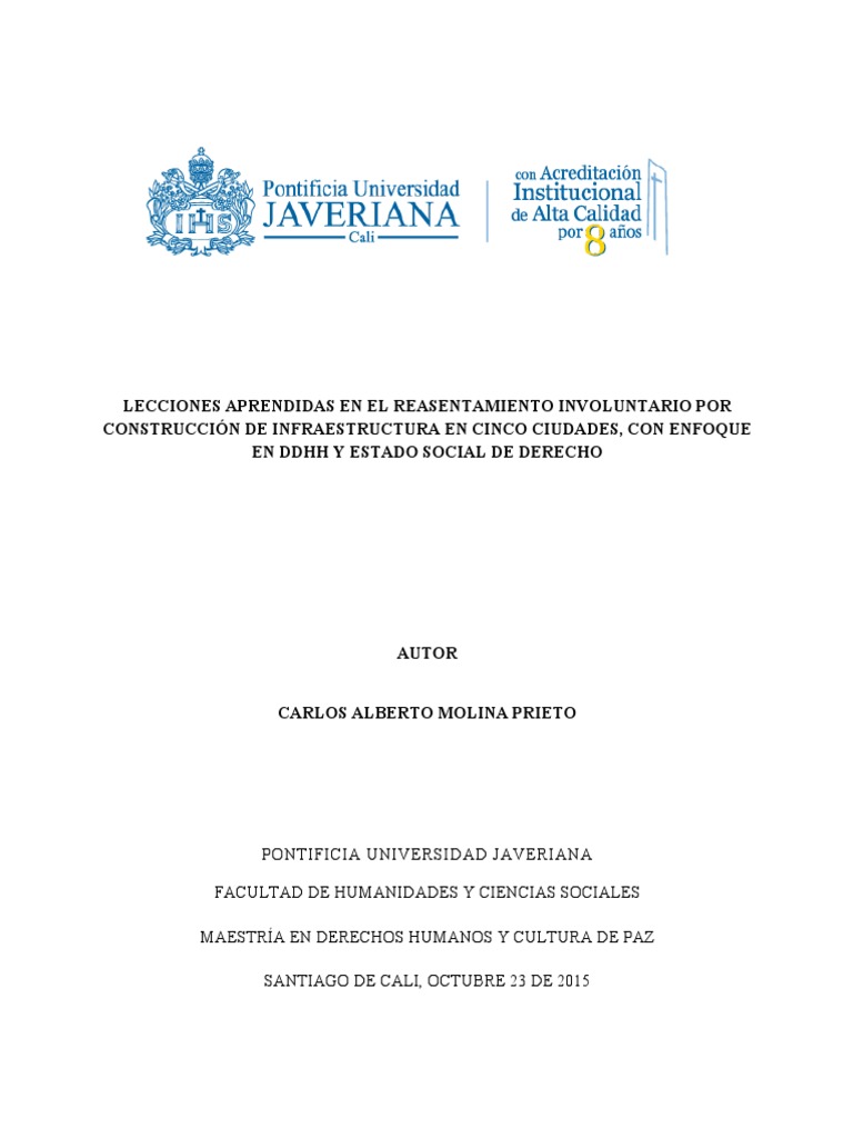 Lecciones Aprendidas Reasentamiento | PDF | Alto Comisionado de las ...